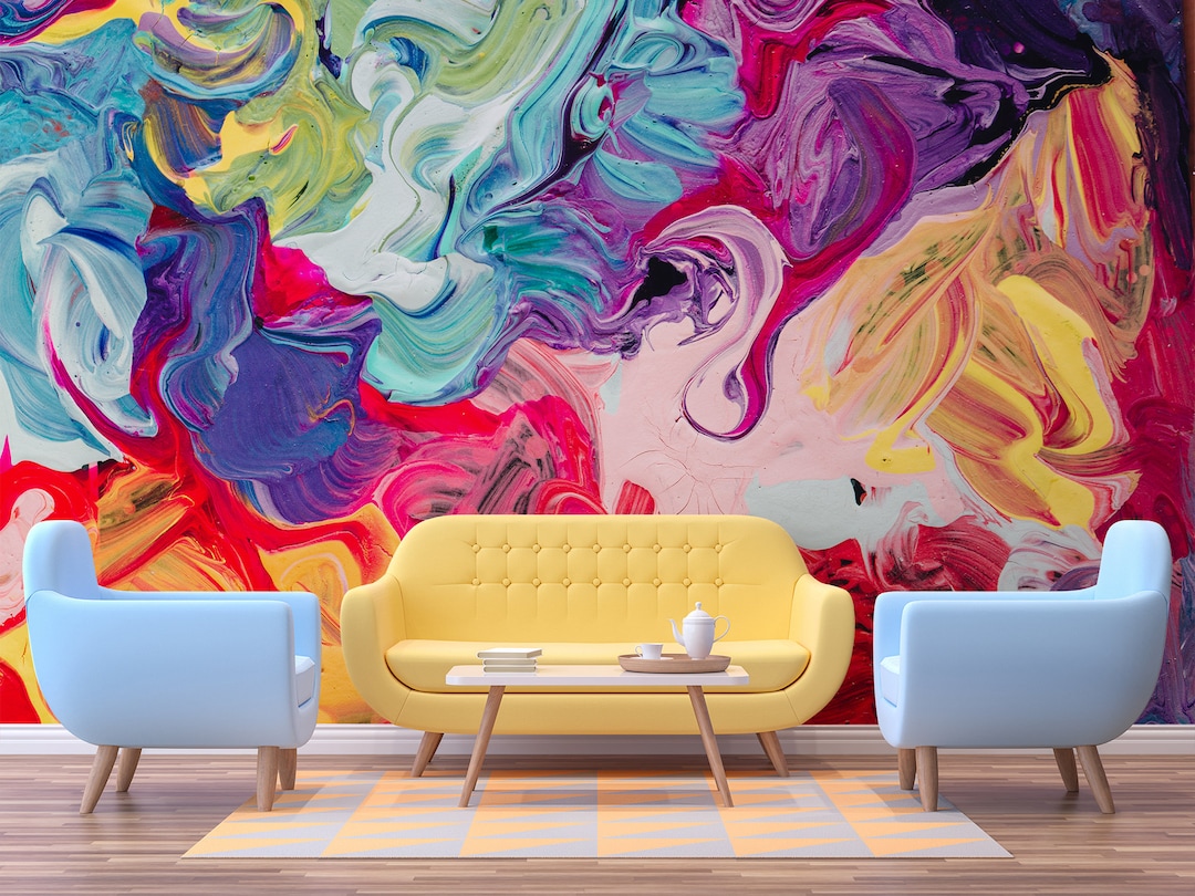 Colorful Modern Art Wallpaper, Wall Mural, Removable Wallpaper, Self ...