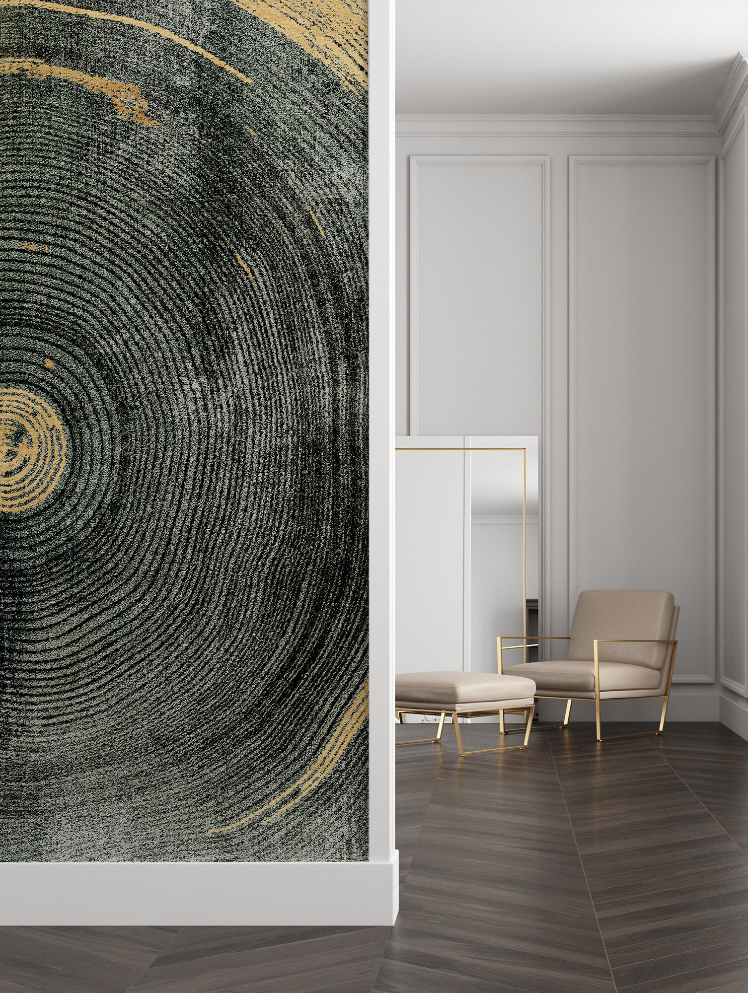 Matte Gold Abstract Wallpaper, Modern Art, Wall Mural, Self Adhesive ...