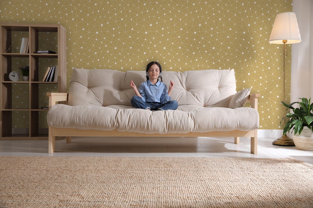 Minimalist Yellow Matte Wallpaper With Modern Geometric Pattern, Wall ...