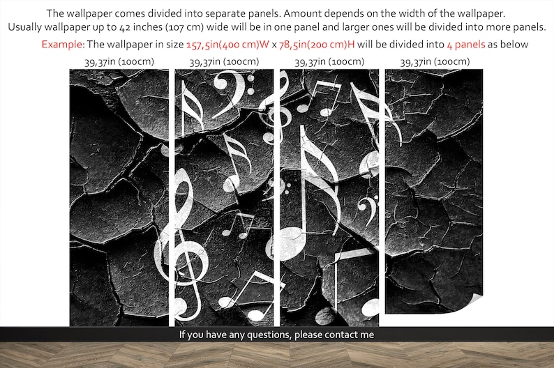 Music Wallpaper Grunge Cracked Musical Notes Removable - Etsy