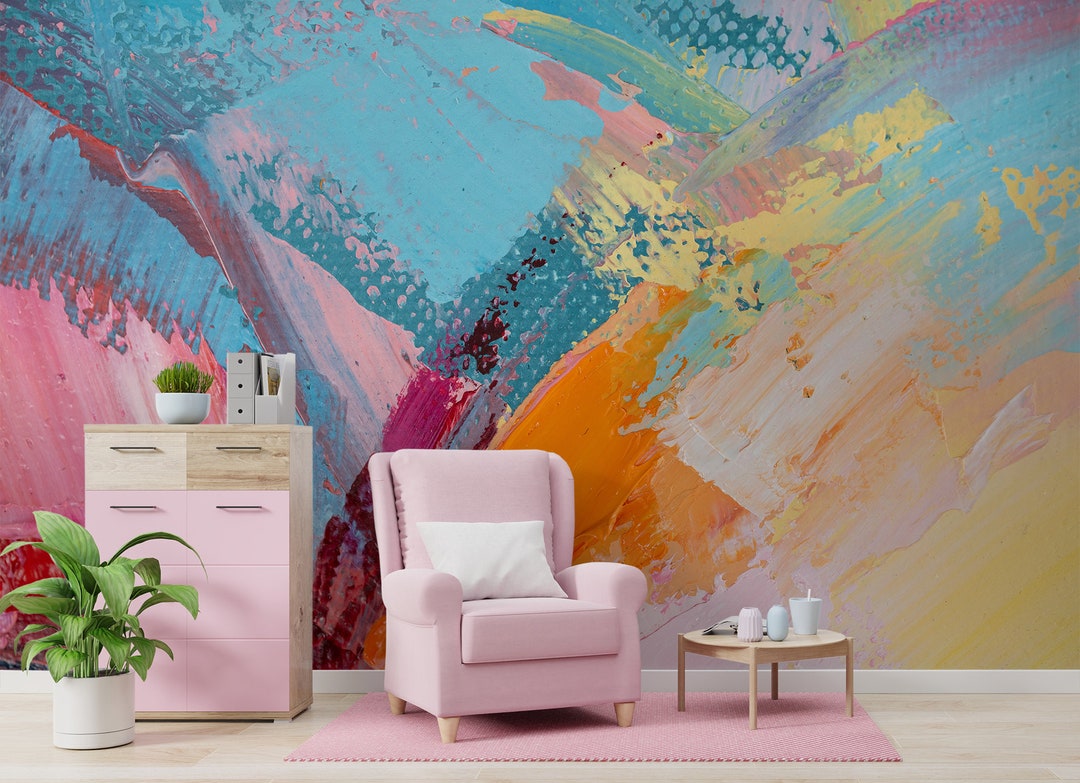 Colorful Abstract Art Wallpaper, Wall Mural, Removable, Self Adhesive ...