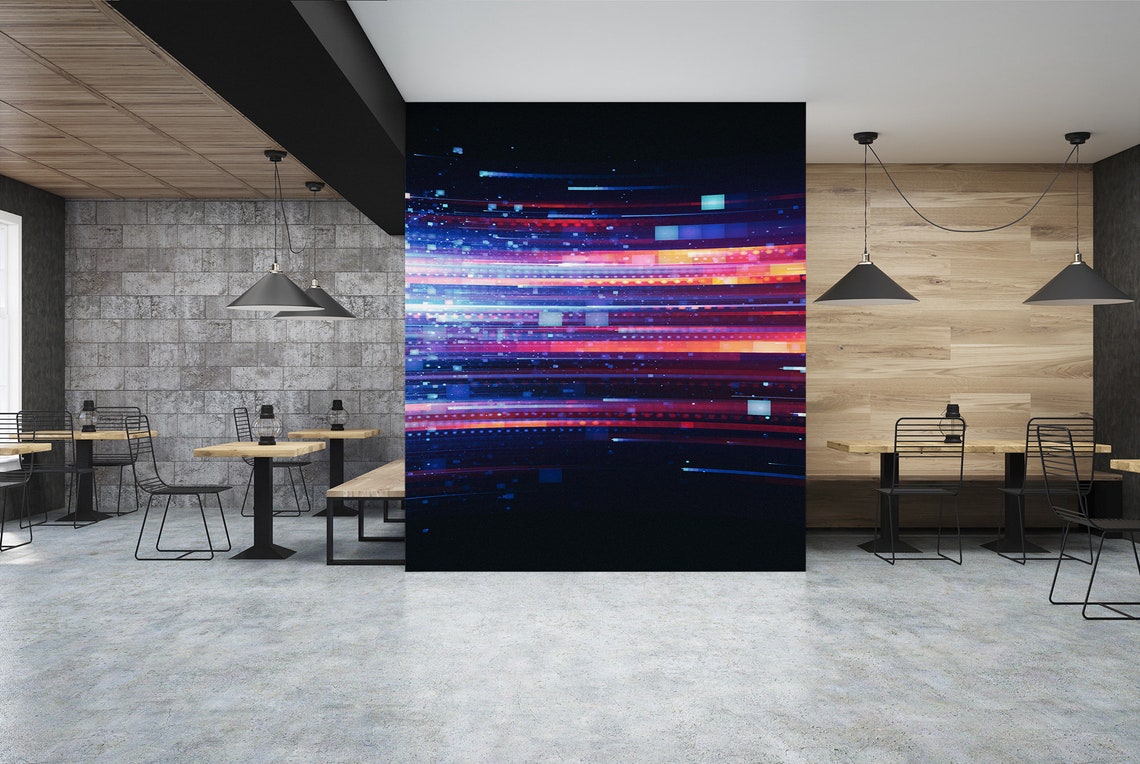 Abstract Wallpaper in Modern Led Light Style, Wall Mural, Removable ...