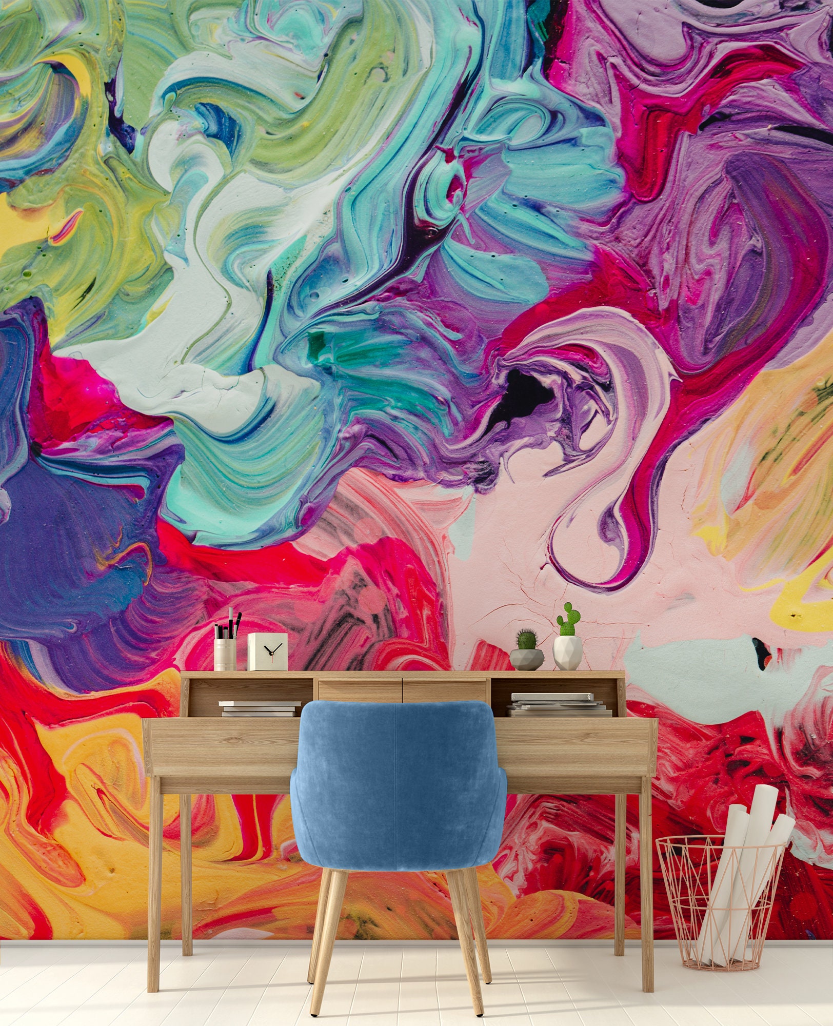 Colorful Modern Art Wallpaper Wall Mural Removable - Etsy