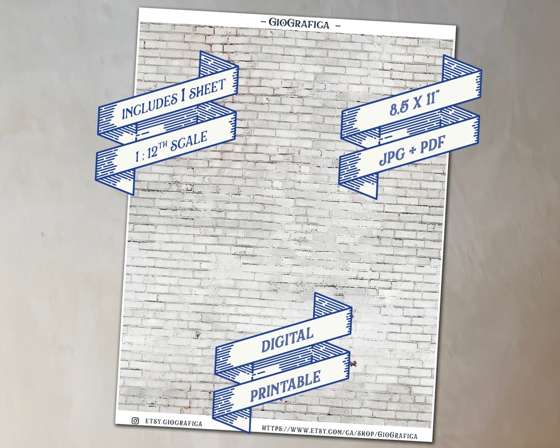 Distressed White Brick Wall Miniature Printable Diorama - Etsy