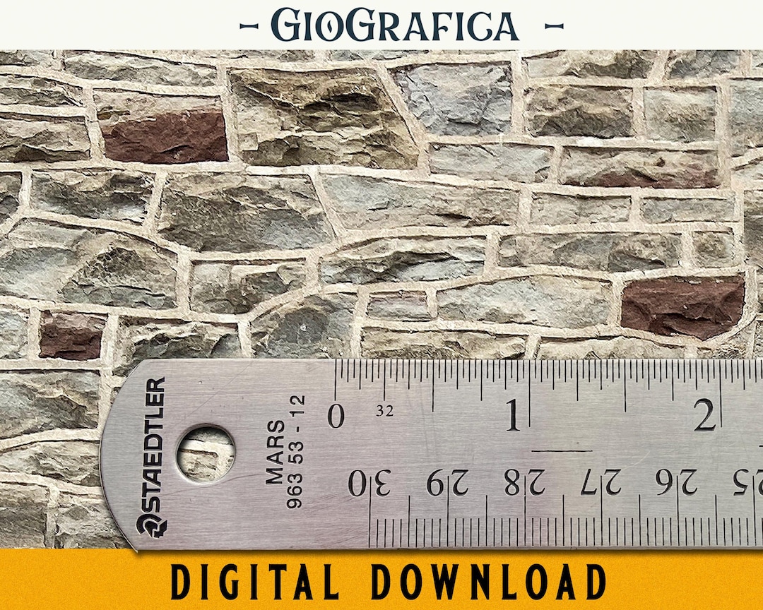 Dollhouse Wallpaper: Cathedral Stone Wall Texture, 1/12 Scale, Digital ...