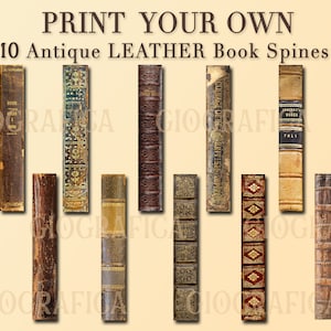 Antique Leather Book Spines: Printable Digital Covers (11x2") - Etsy
