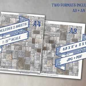 Distressed Flagstone Paving, Miniature Printable Flooring, Dollhouse ...