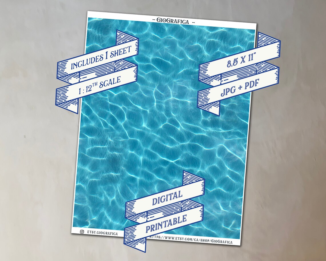Aqua Pool Water Wallpaper Printable Waves Emerald Water - Etsy