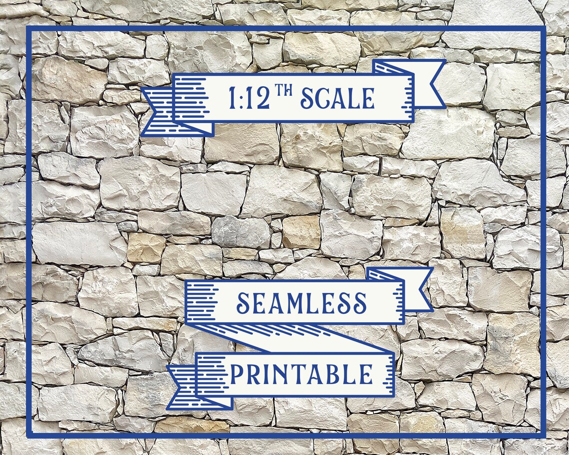 White Dry-stacked Stone Retaining Wall, Printable Dollhouse Miniature ...