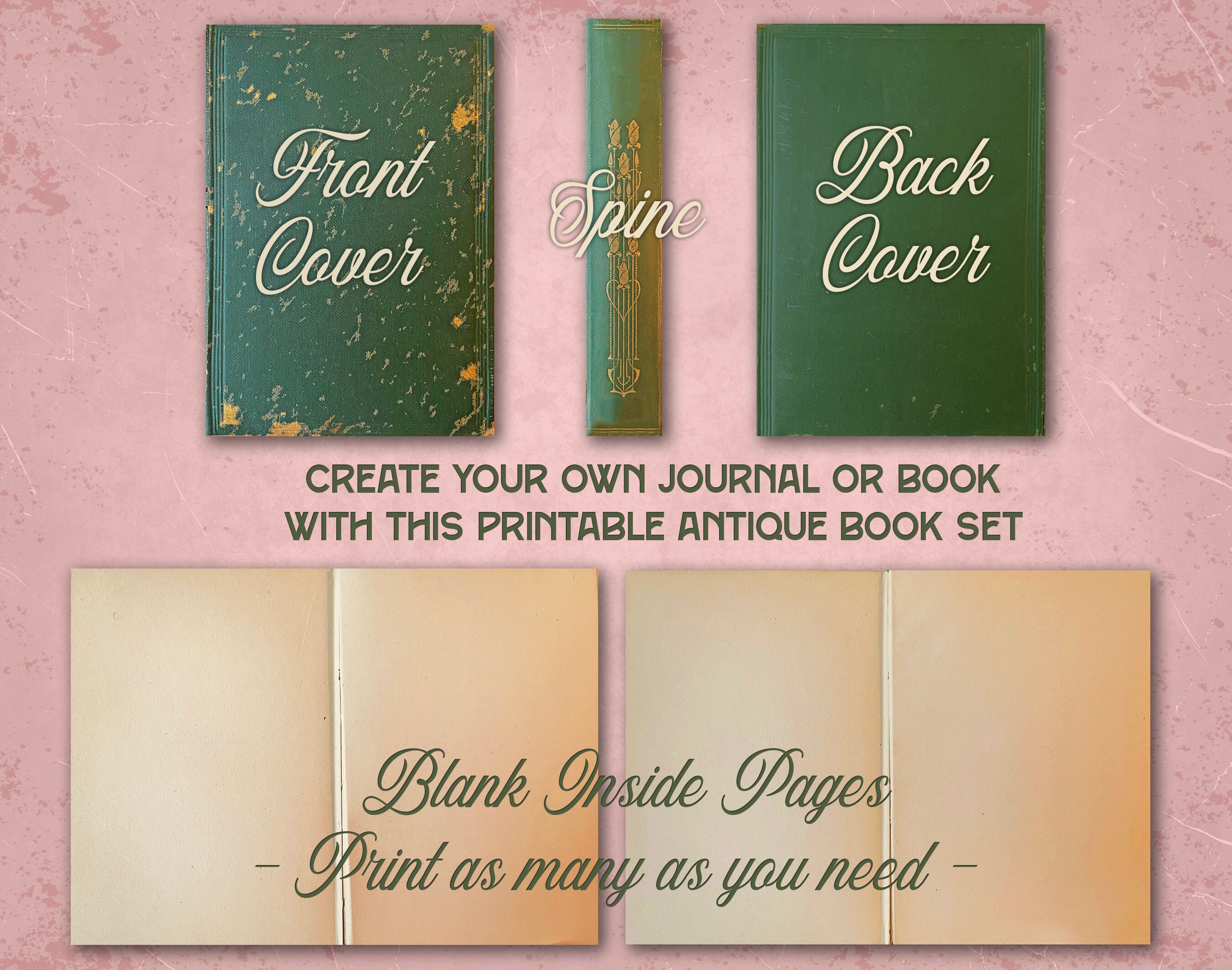 Antique Book Kit Digital Book Cover Printable Book Cover - Etsy