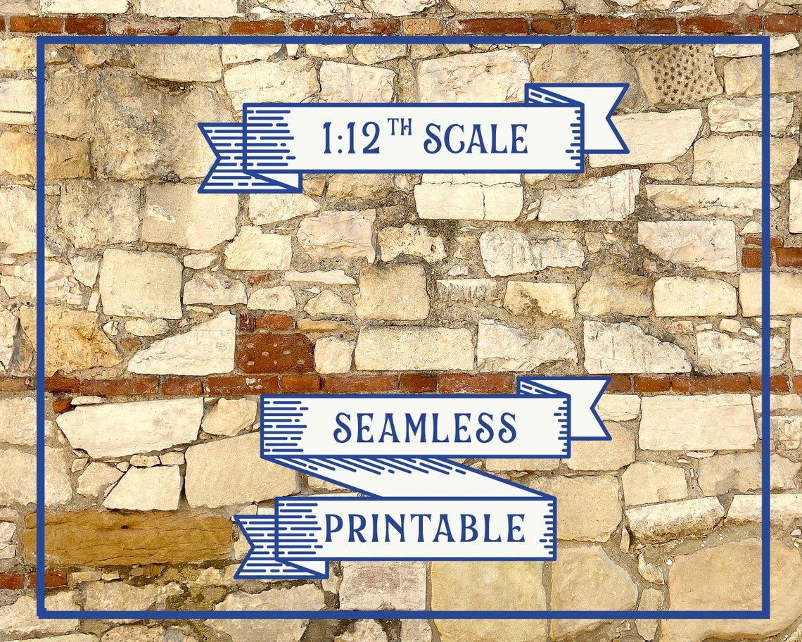 Layered Stone and Brick Wall Printable Dollhouse Brick - Etsy