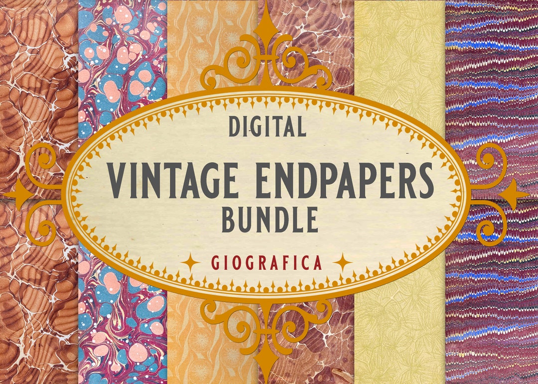 Vintage Marbled Endpaper Textures: Scrapbook & Junk Journal (digital ...