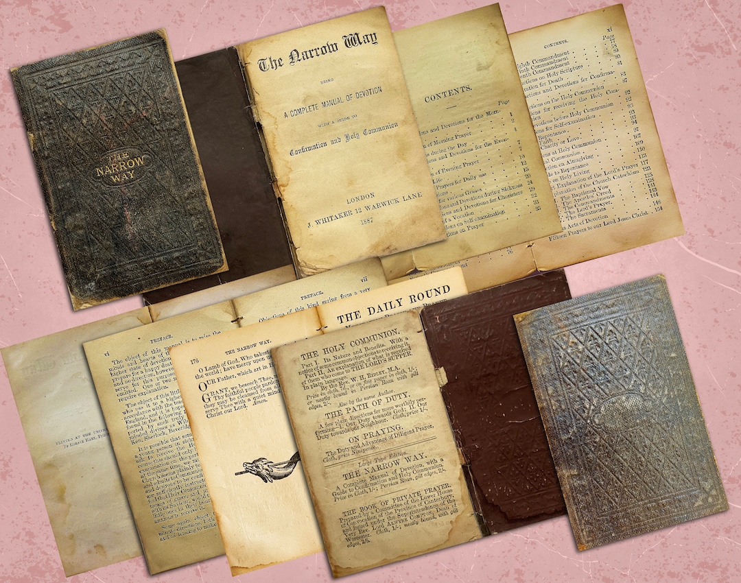 Antique Mini Book Kit, Digital Book Cover, Printable Book Cover ...