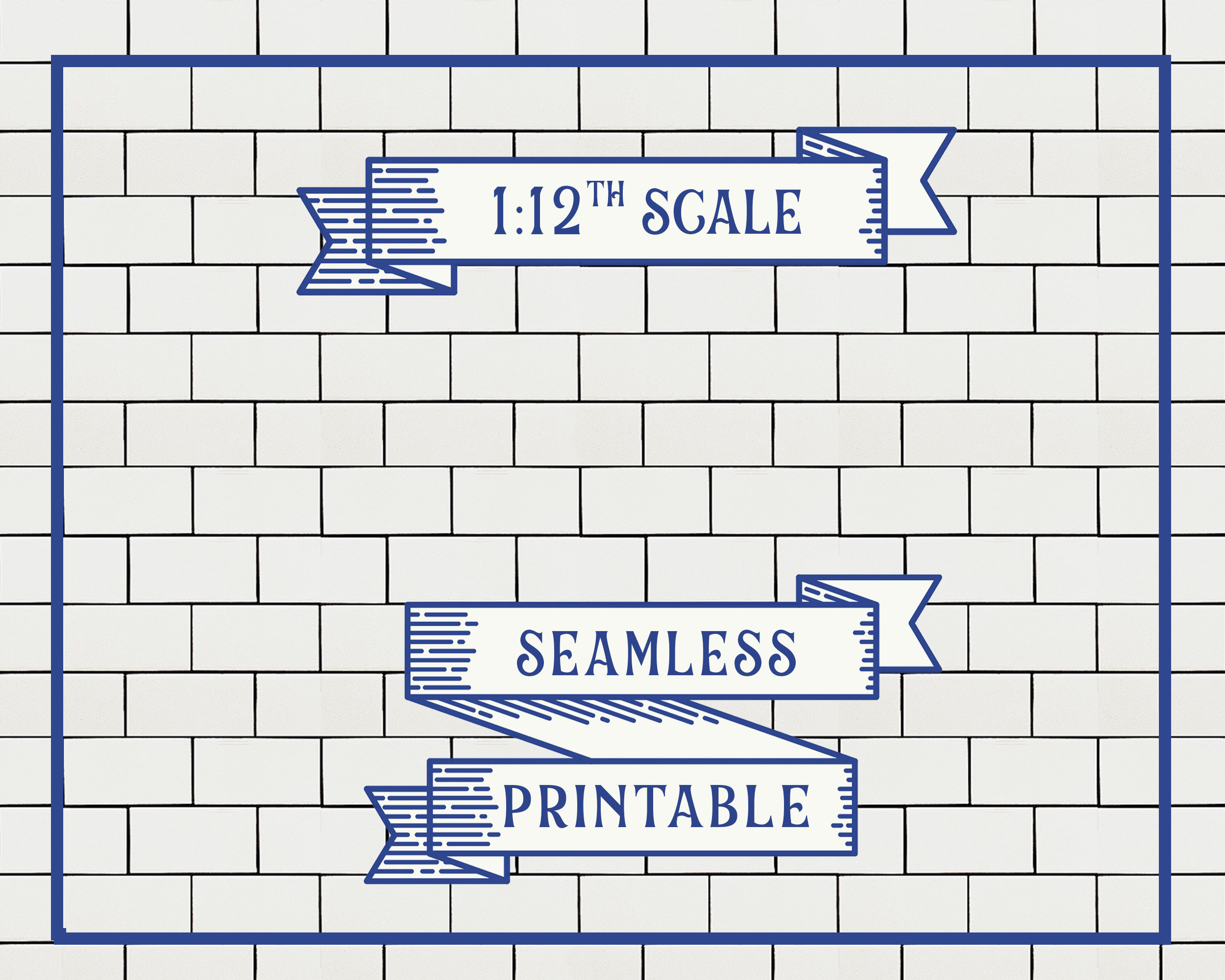 White Subway Tile Printable Wallpaper Download Miniature Flooring 1:12 ...