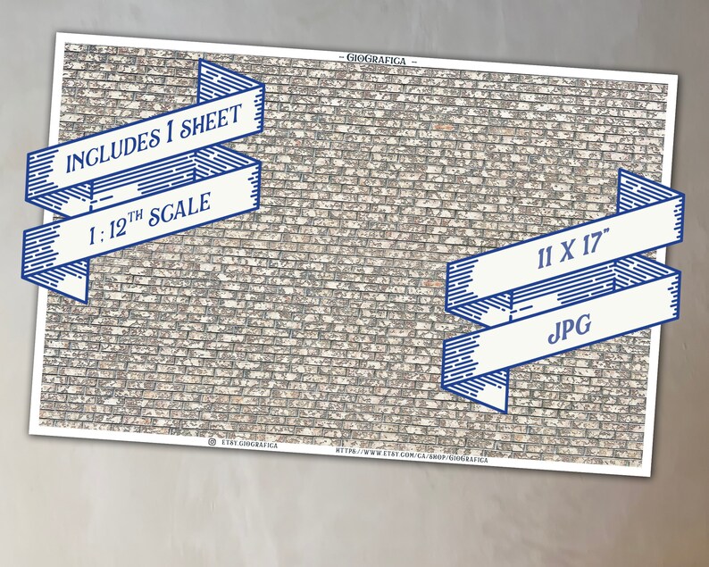 Dollhouse Grey Brick Wall: 1/12 Scale Miniature Printable (PDF) - Etsy