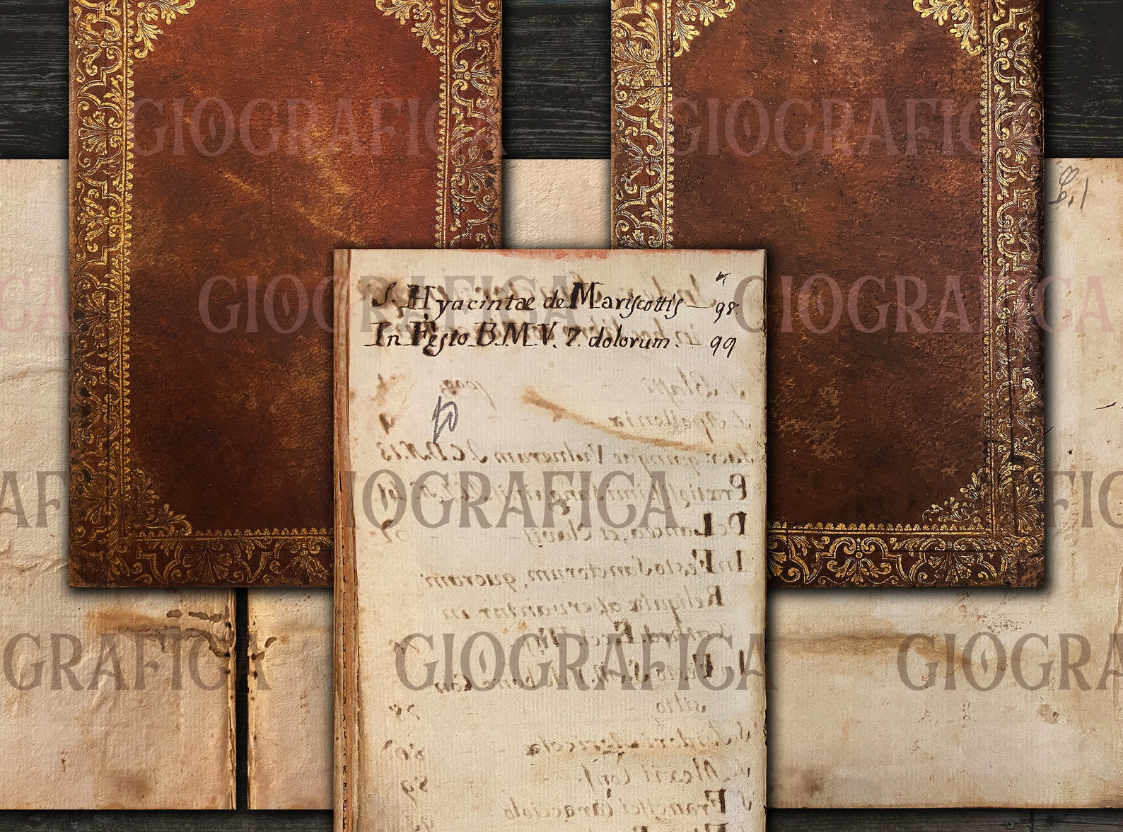 Embossed Leather Antique Book Kit Book Cover Printable Book - Etsy