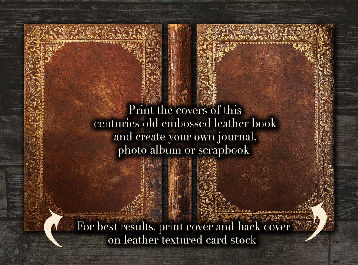 Embossed Leather Antique Book Kit Book Cover Printable Book - Etsy