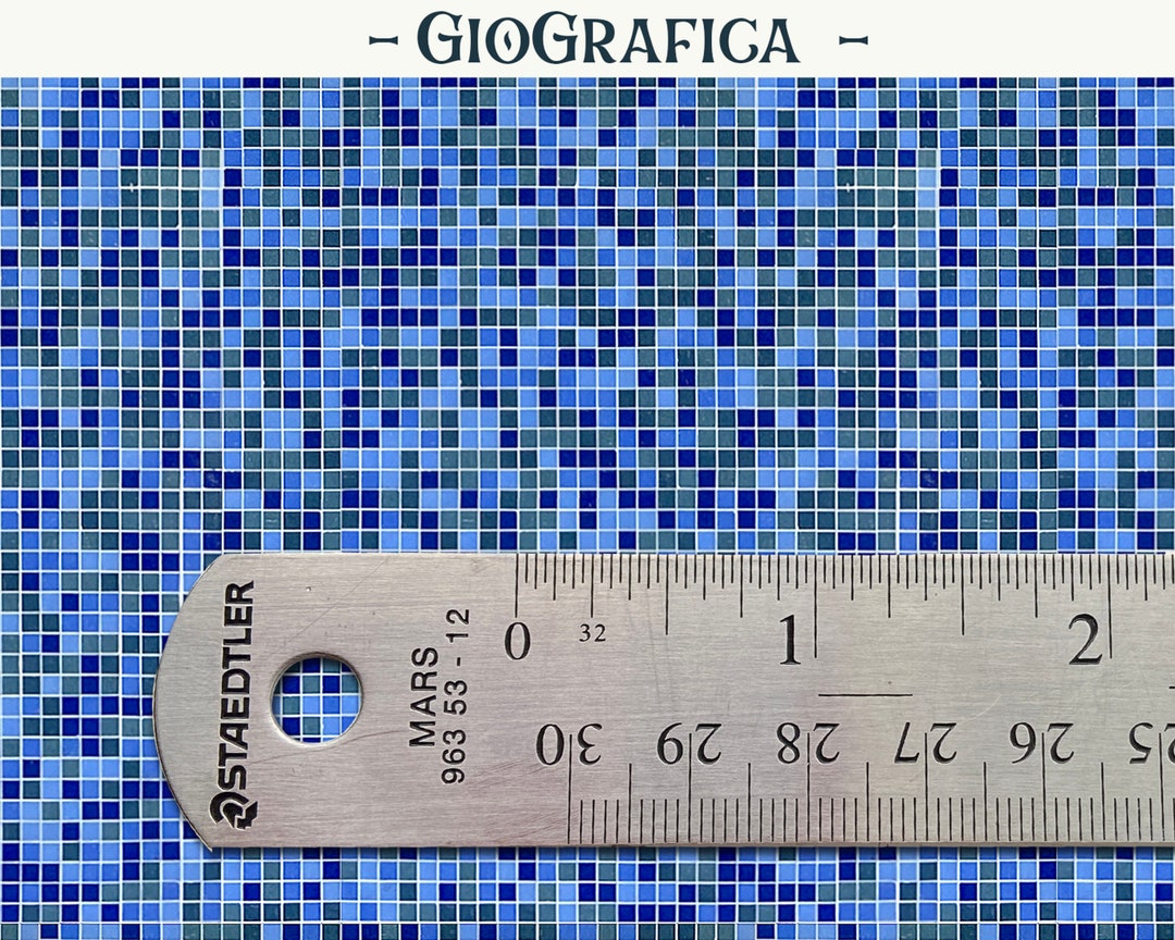 Blue Pool Mosaic Tile Wall and Floor Printable Wallpaper, DIGITAL ...