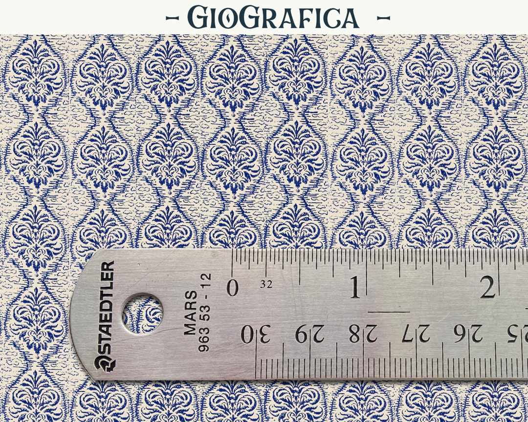 Blue Damask Retro Wallpaper, DIGITAL DOWNLOAD, Printable, Dollhouse ...