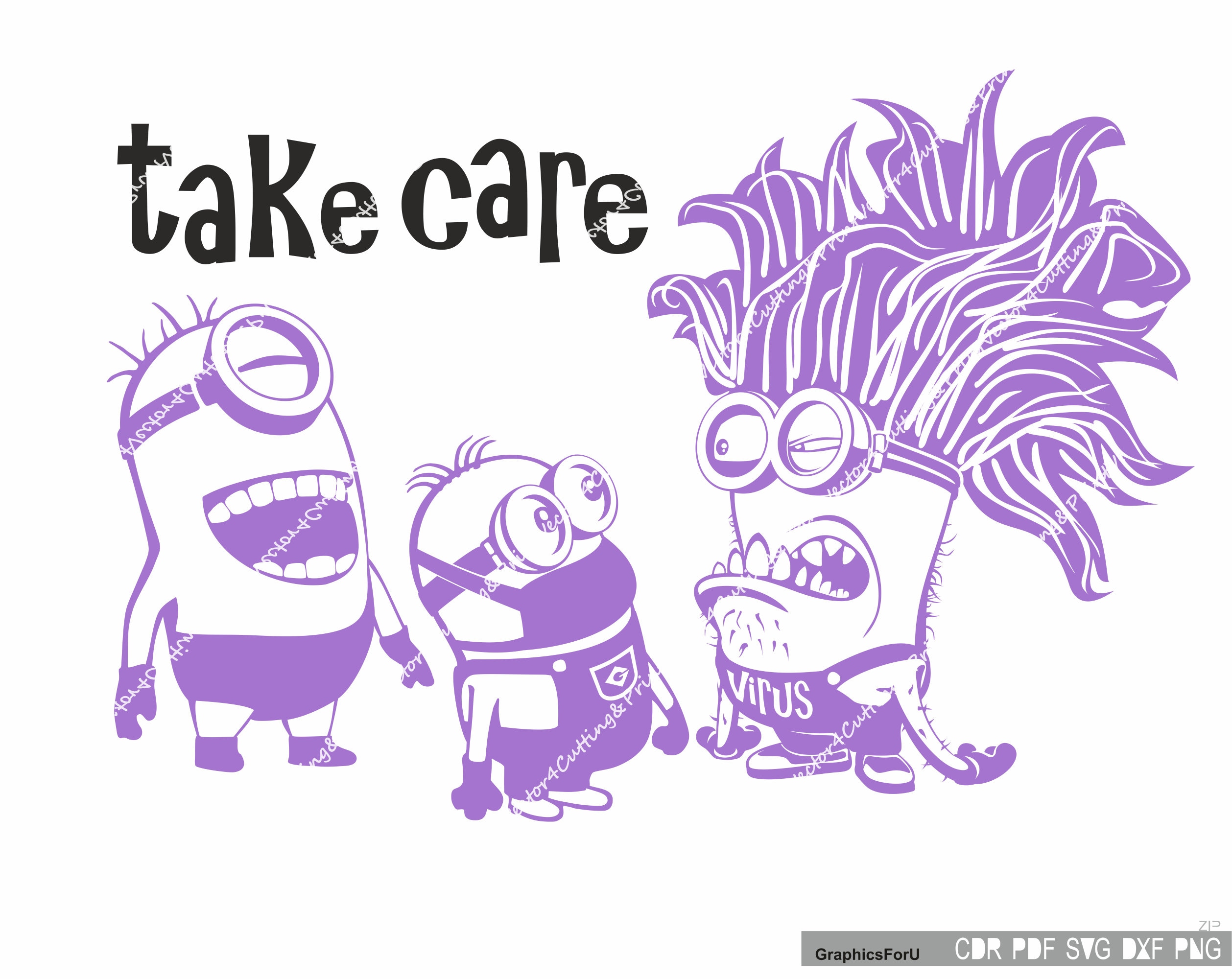 Vector Purple Evil MINION Svg Pdf Png Social Distancing | Etsy