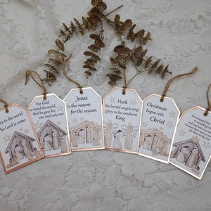 Nativity Christmas Tags, Angel Tags, Jesus in the Manger, Handcrafted ...
