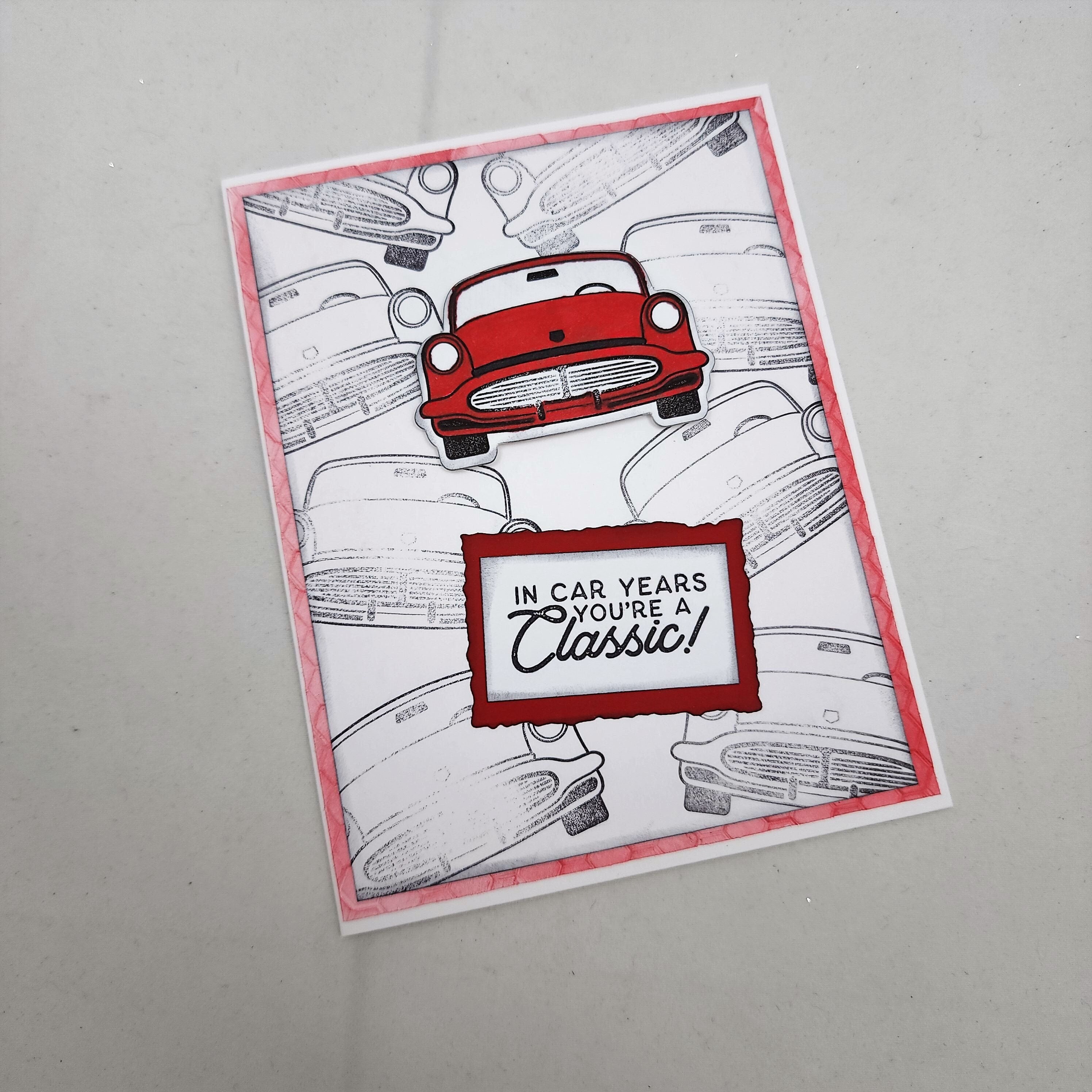 Happy Birthday Classic Car Card Red Car Card Classic Car - Etsy