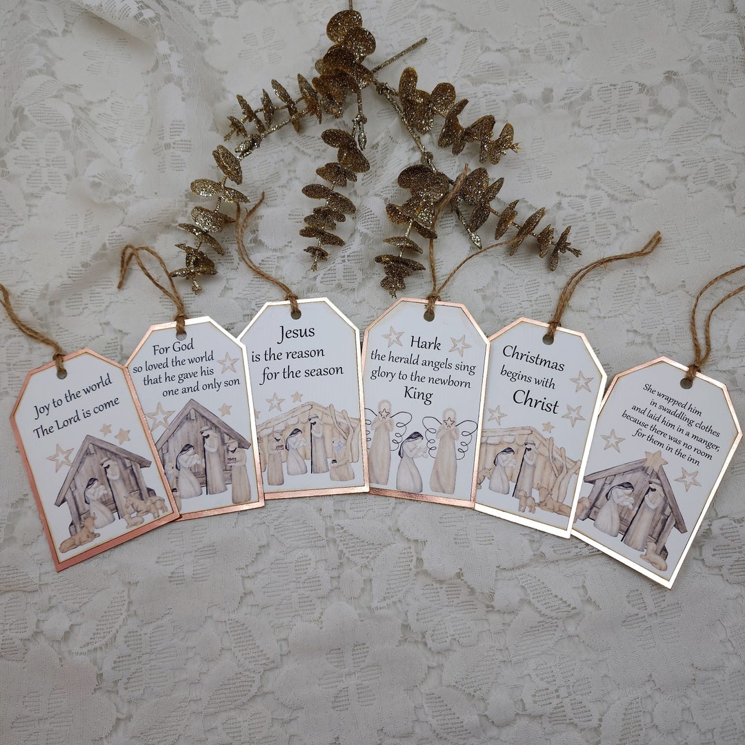 Nativity Christmas Tags Angel Tags Jesus in the Manger - Etsy