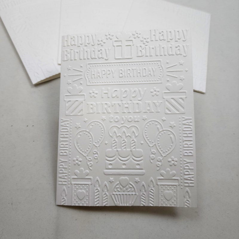 White Embossed Cards - Etsy