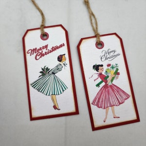 Retro Christmas Gift Tags, Mid Century Ladies Christmas Gift Tags, 60's ...