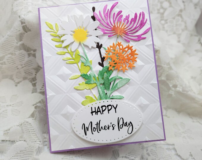 Handmade Mother's Day Card With Wildflowers Purple Flower, Orange ...