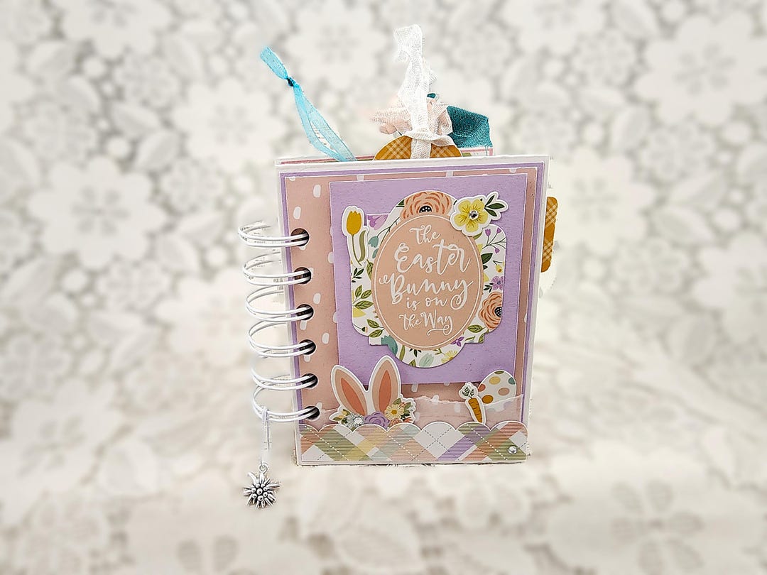 Easter Bunny Mini Notebook Journal With Charm – Spring Scrapbook Album ...