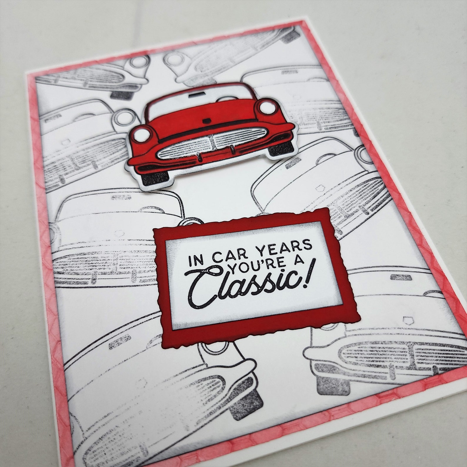 Happy Birthday Classic Car Card, Red Car Card, Classic Car Card, Car ...