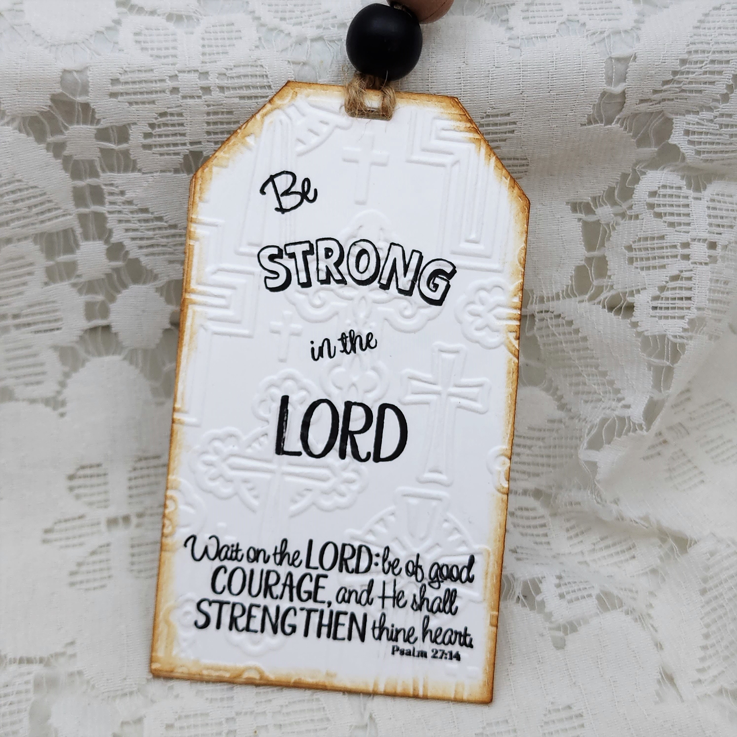 Embossed Scripture Tag With Lion and the Words Courage and - Etsy