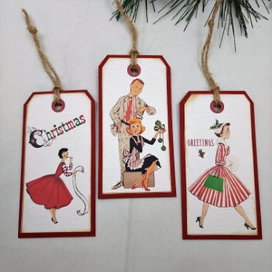 Retro Christmas Gift Tags, Mid Century Ladies Christmas Gift Tags, 60's ...
