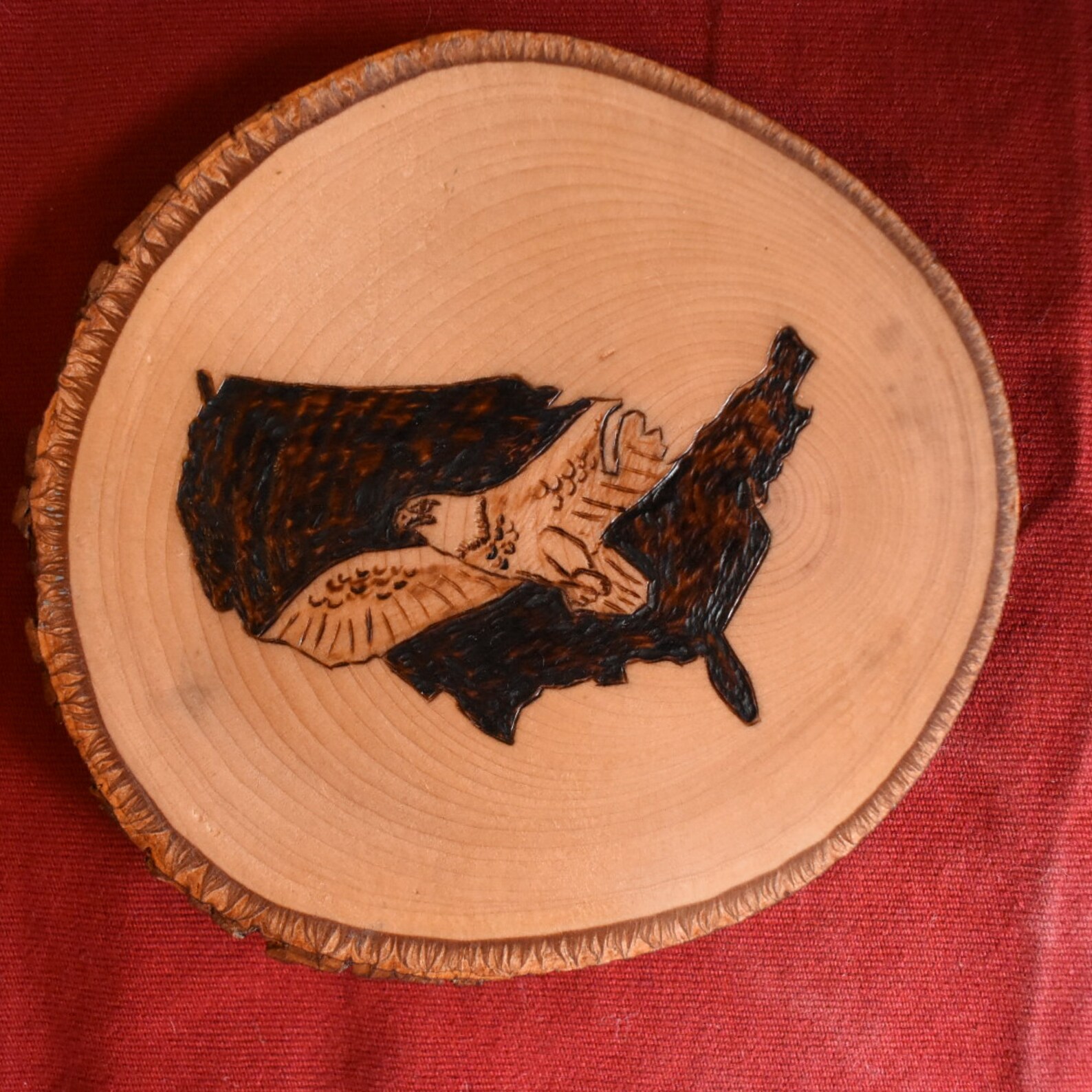 Patriotic Coasters With Eagle Designs, Set of 3 Wood Burning Coasters ...