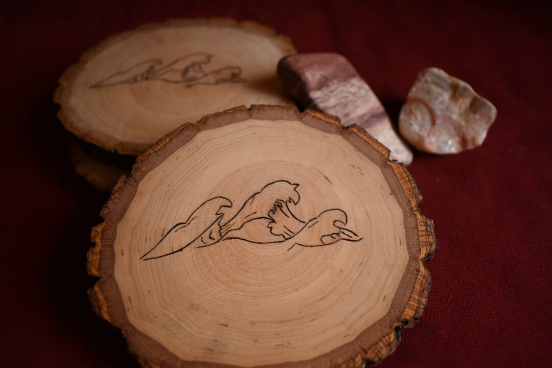 Wood Burned Wave Coasters, Set of 3 Coasters, Wood Burning Art, Drink ...