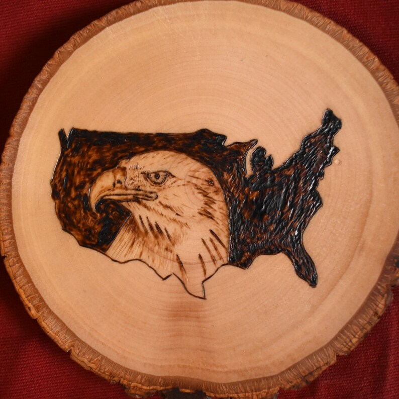 Patriotic Coasters With Eagle Designs, Set of 3 Wood Burning Coasters ...