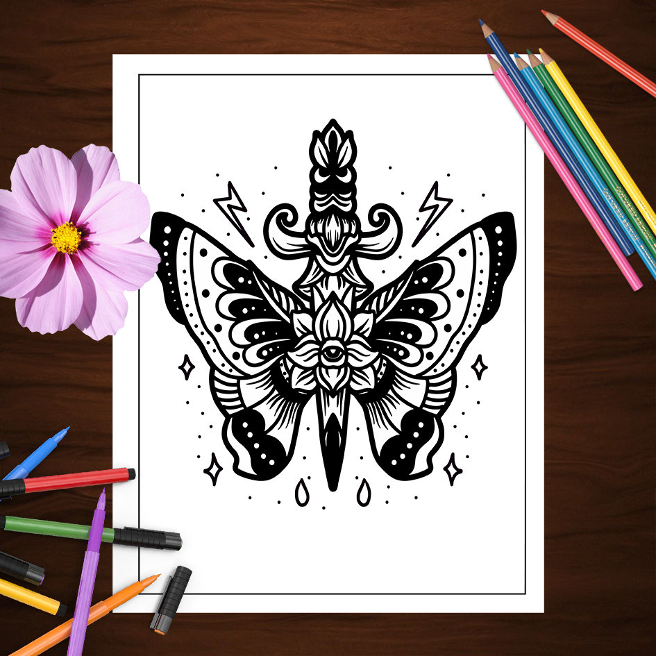 100 TATTOO VOL.1 Coloring Book for Adults 100 Large Prints | Etsy