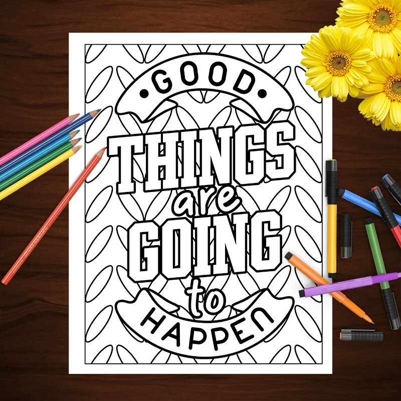 Positive Vibes – Motivational Coloring Book 50 Easy Large Prints ...
