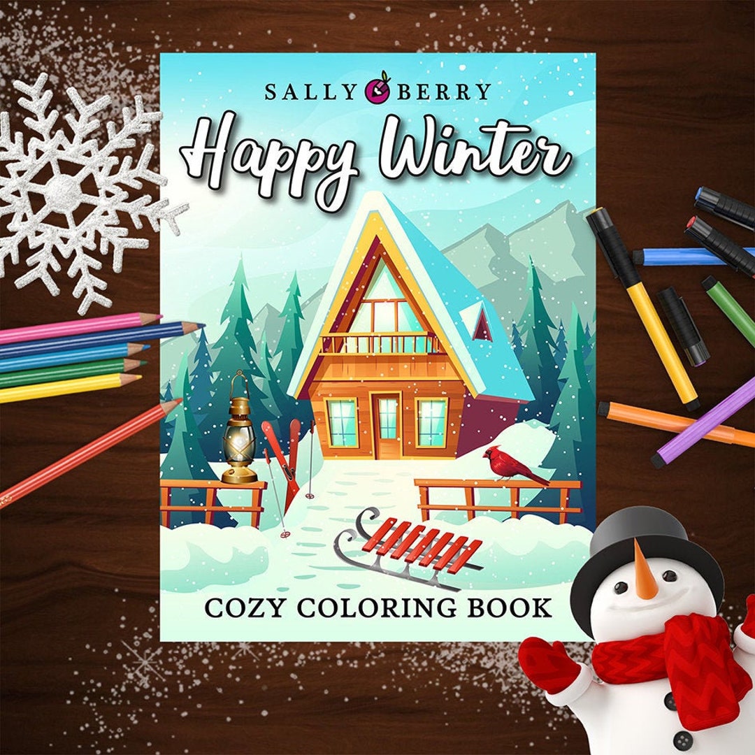 Happy Winter: Cozy Coloring Book - 30 Easy Lage Prints, Printable Pages ...