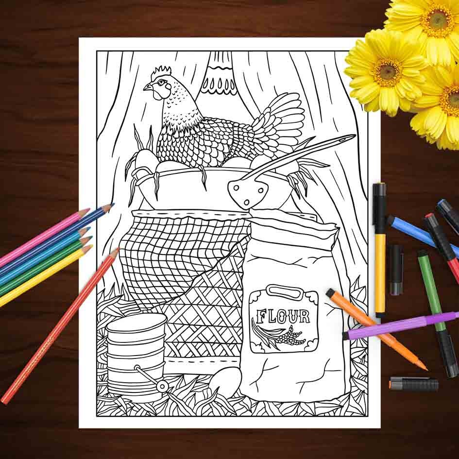 Country Farm Life Coloring Book 25 Unique Illustrations | Etsy