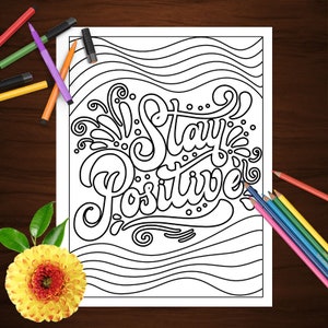 Positive Vibes – Motivational Coloring Book 50 Easy Large Prints ...
