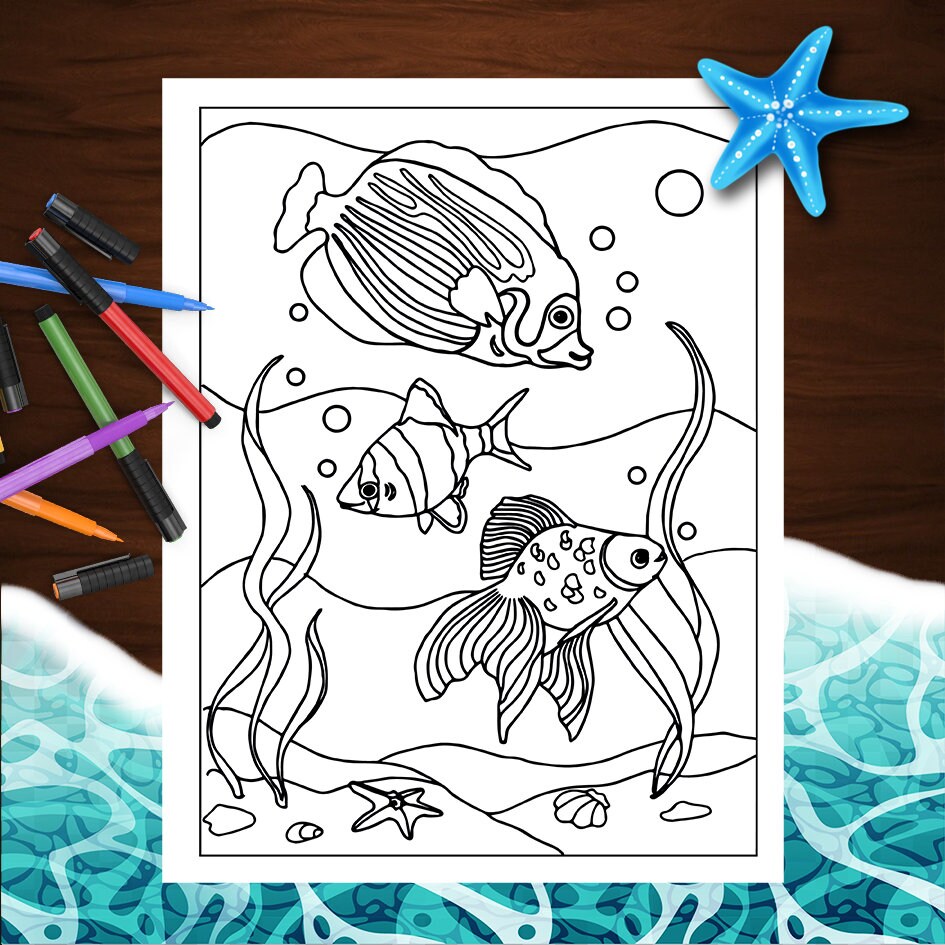 Into the Ocean Coloring Book: 35 Sea Life Illustrations, Large Prints ...