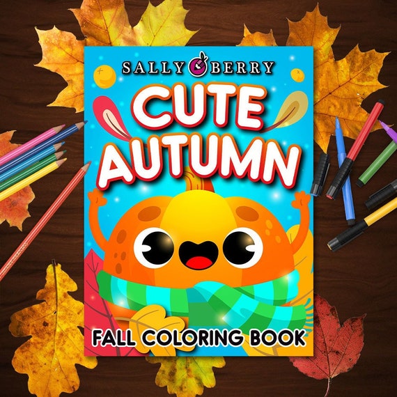 Cute Autumn Coloring Book: 25 Easy Kawaii Fall Illustrations - Etsy