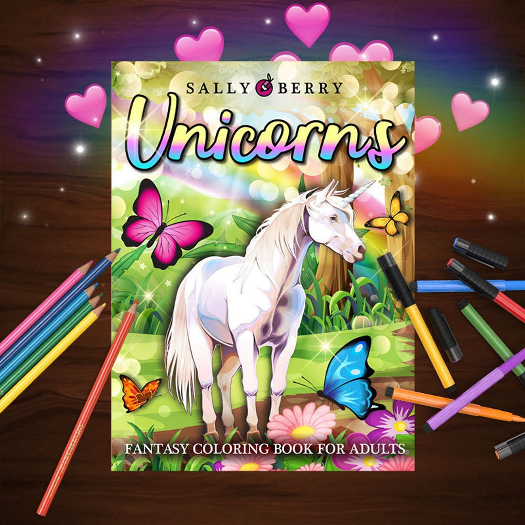 Unicorns: Fantasy Coloring Book - 25 Printable Pages for Adults Stress ...