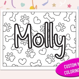 Custom Name Line Drawing Coloring Page | Personalized Gift | Kids Party ...