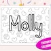 Custom Name Line Drawing Coloring Page | Personalized Gift | Kids Party ...