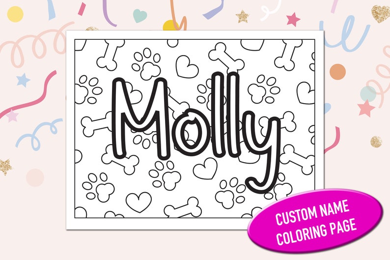 Custom Name Line Drawing Coloring Page Personalized Gift - Etsy