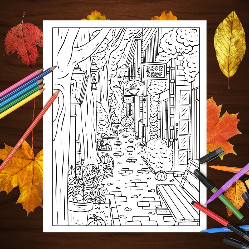 Cozy Autumn Coloring Book 25 Unique Illustrations Printable - Etsy