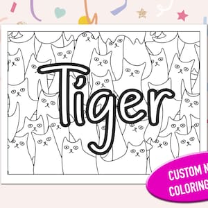 Custom Name Line Drawing Coloring Page | Personalized Gift | Kids Party ...